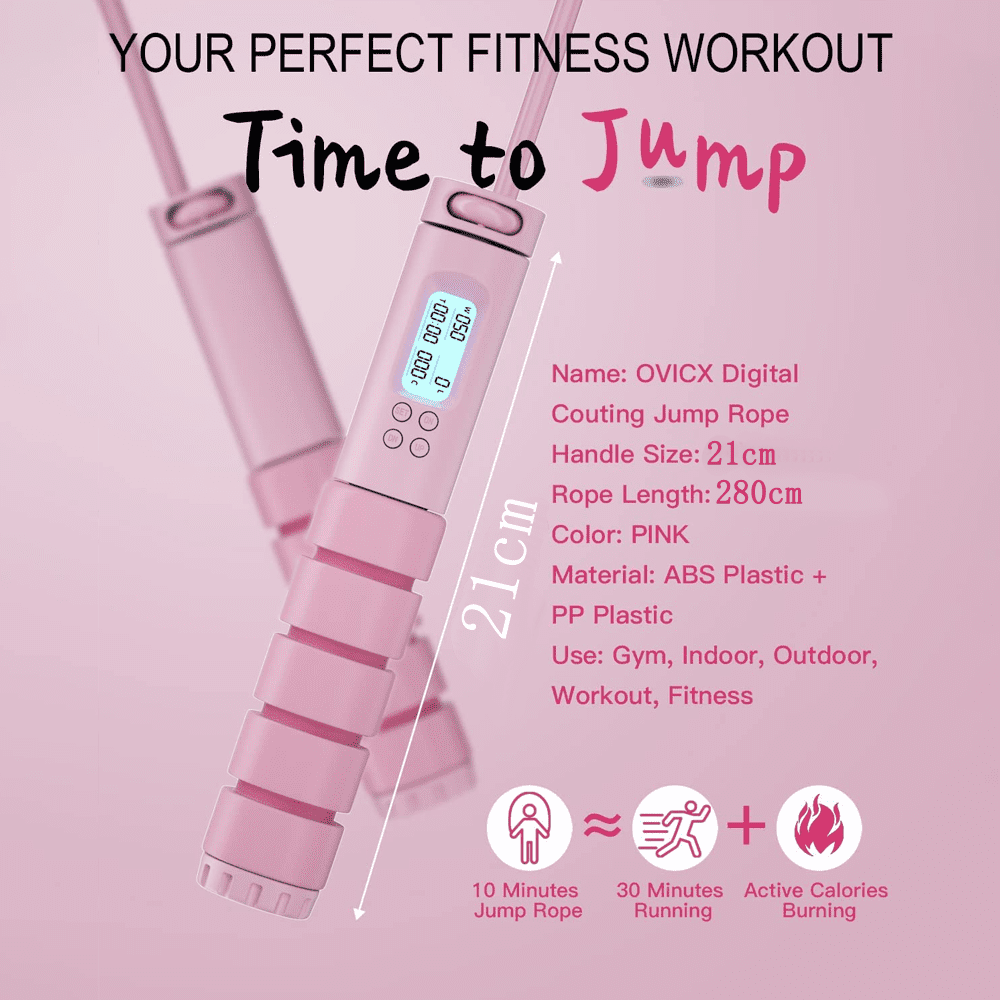 Jump Rope Digital Weighted Handle Speed Skipping Rope purple with rope ...