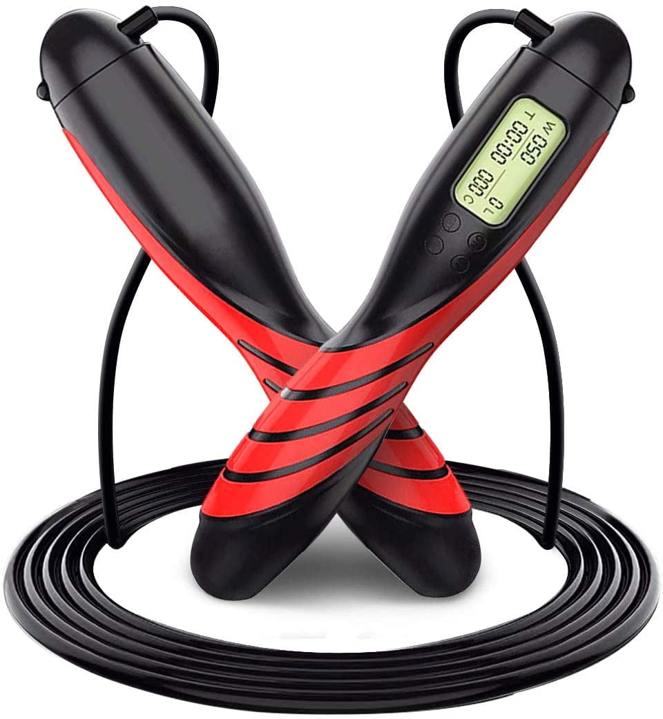 Jump Rope for Fitness - Adjustable 1lb Weighted Jump Rope, Calorie ...