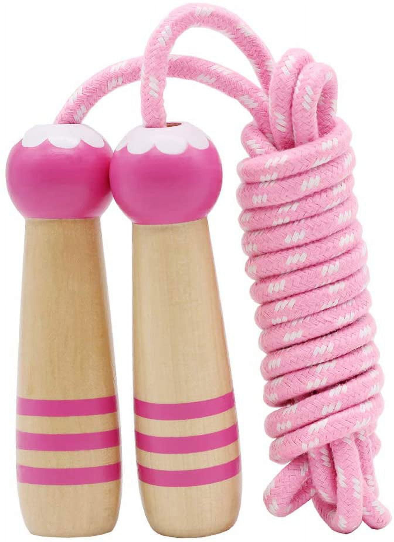 Jump Rope Kids, 7ft Adjustable Cotton Skipping Rope with Wooden Handle ...