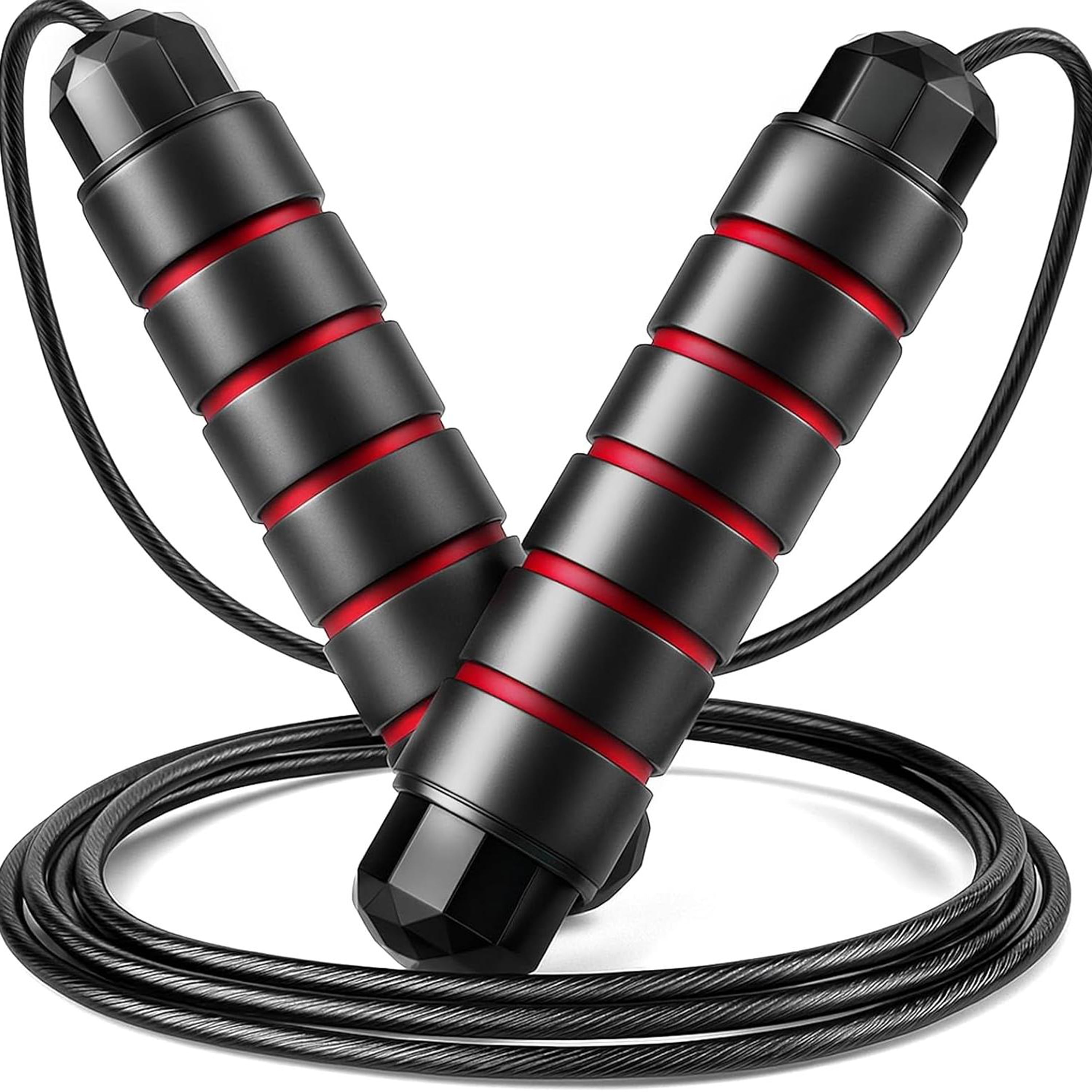 Jump Rope - Red, Adjustable Jump Rope for Fitness for Women Men, Rapid ...