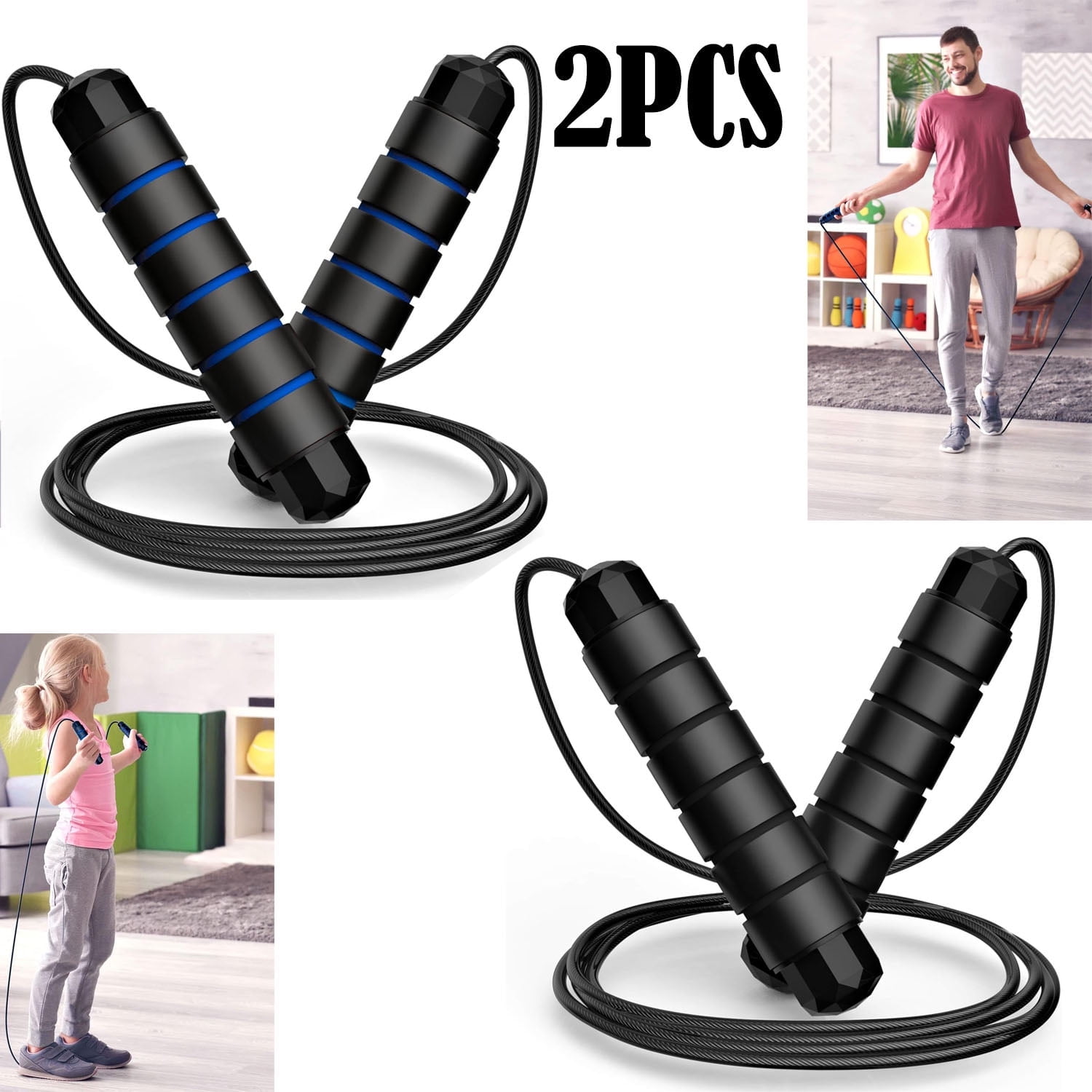 Jump Rope, Tangle-Free Rapid Speed Jumping Rope Cable with Ball ...