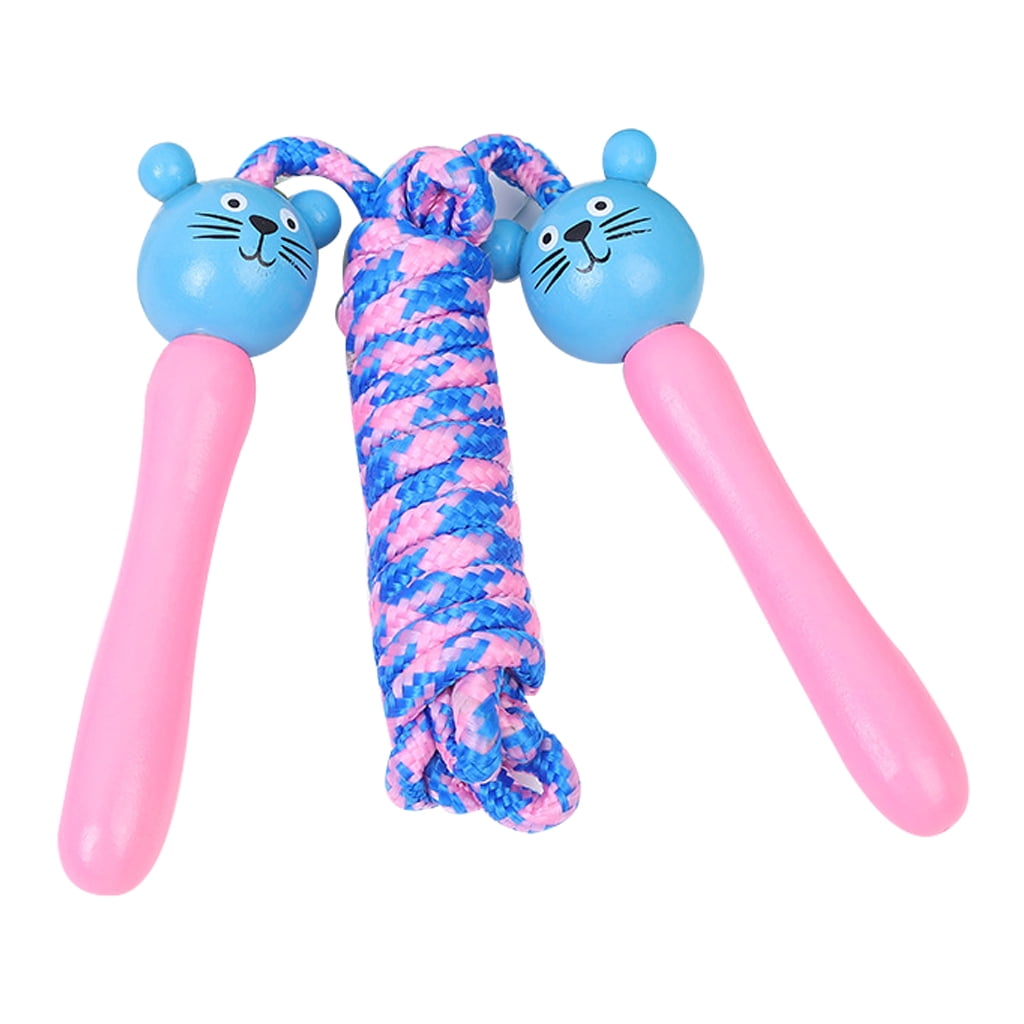 Adjustable Children's Jump Rope - Wooden Handle, Cotton Braided ...