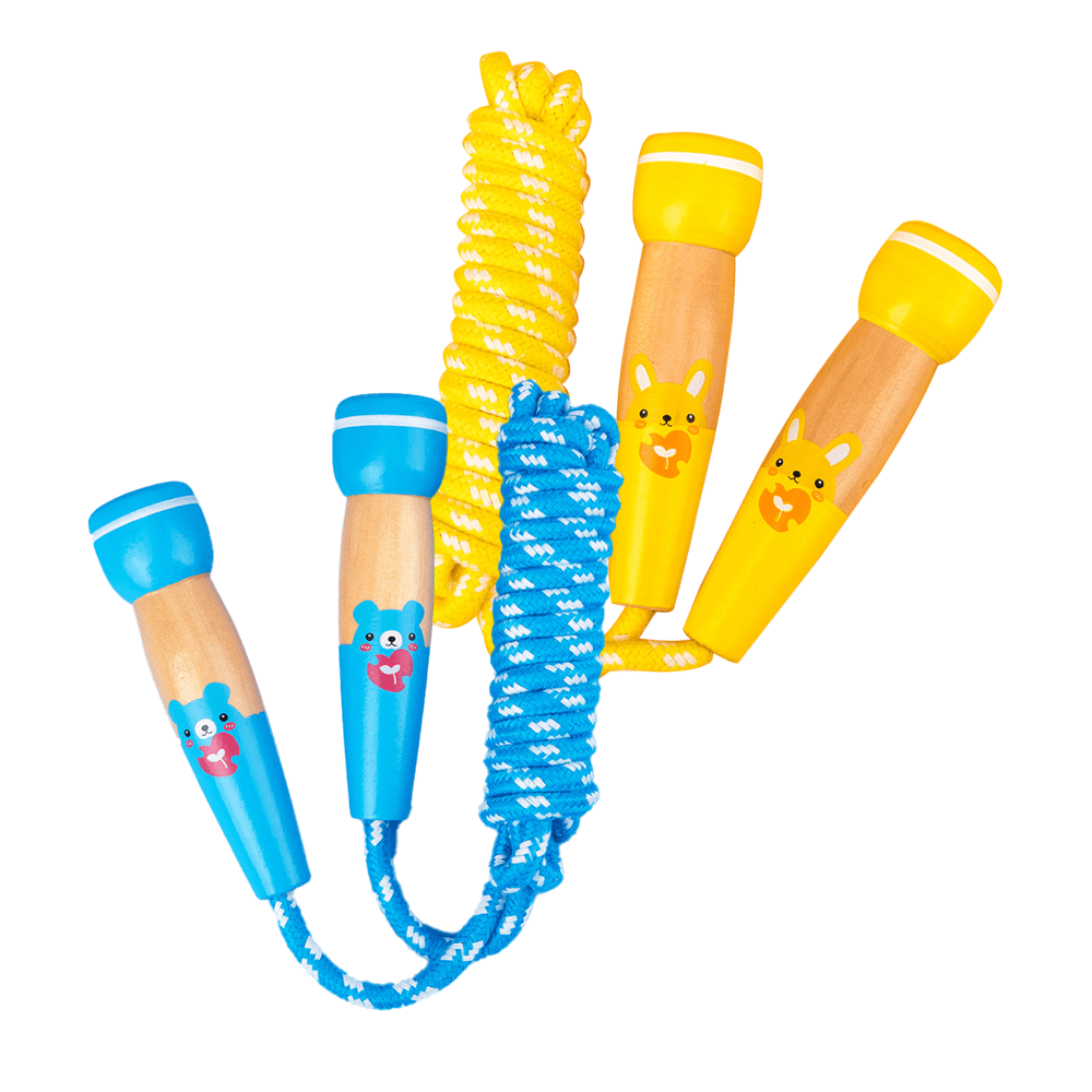 Jump Rope , with Wooden Handle Cotton Braided Outdoor Fun Activity for ...