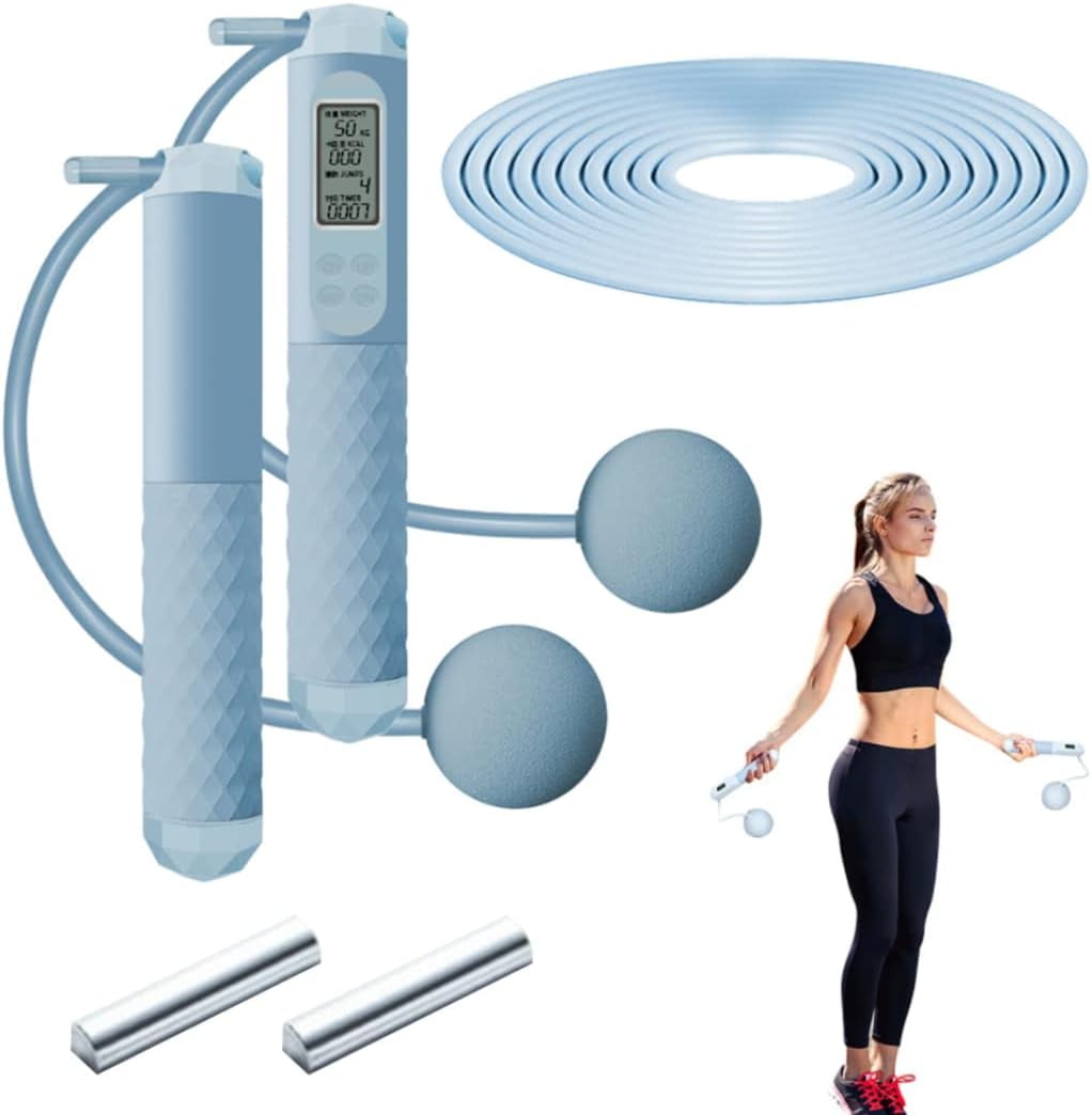 Jump Ropes for Fitness Ropeless Digital Skipping Rope with Calorie ...