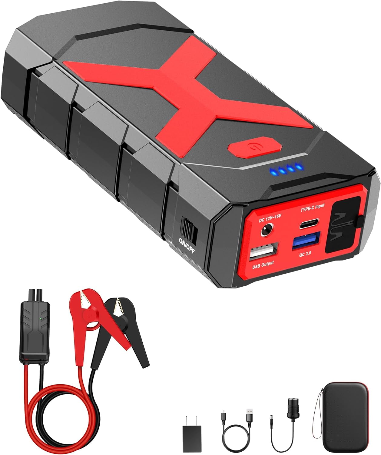 Jump Starter 12V 2000A for Car/Boat/Lawnmower(8.0L Gas/6.5L Diesel ...