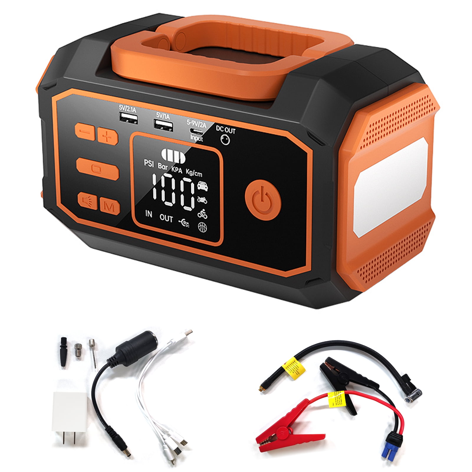 Jump Starter,12v Car Inflator Portable With 10000mah Air Pump ...