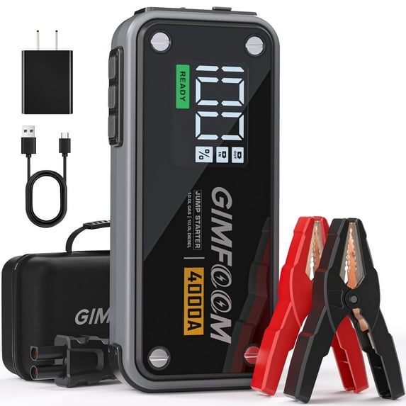 Jump Starter, 4000A Car Battery Jump Starter with Wall Charger (10L Gas ...