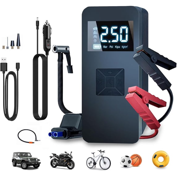 Jump Starter with Air Compressor,14.8V 8000A Peak Portable Car Battery ...