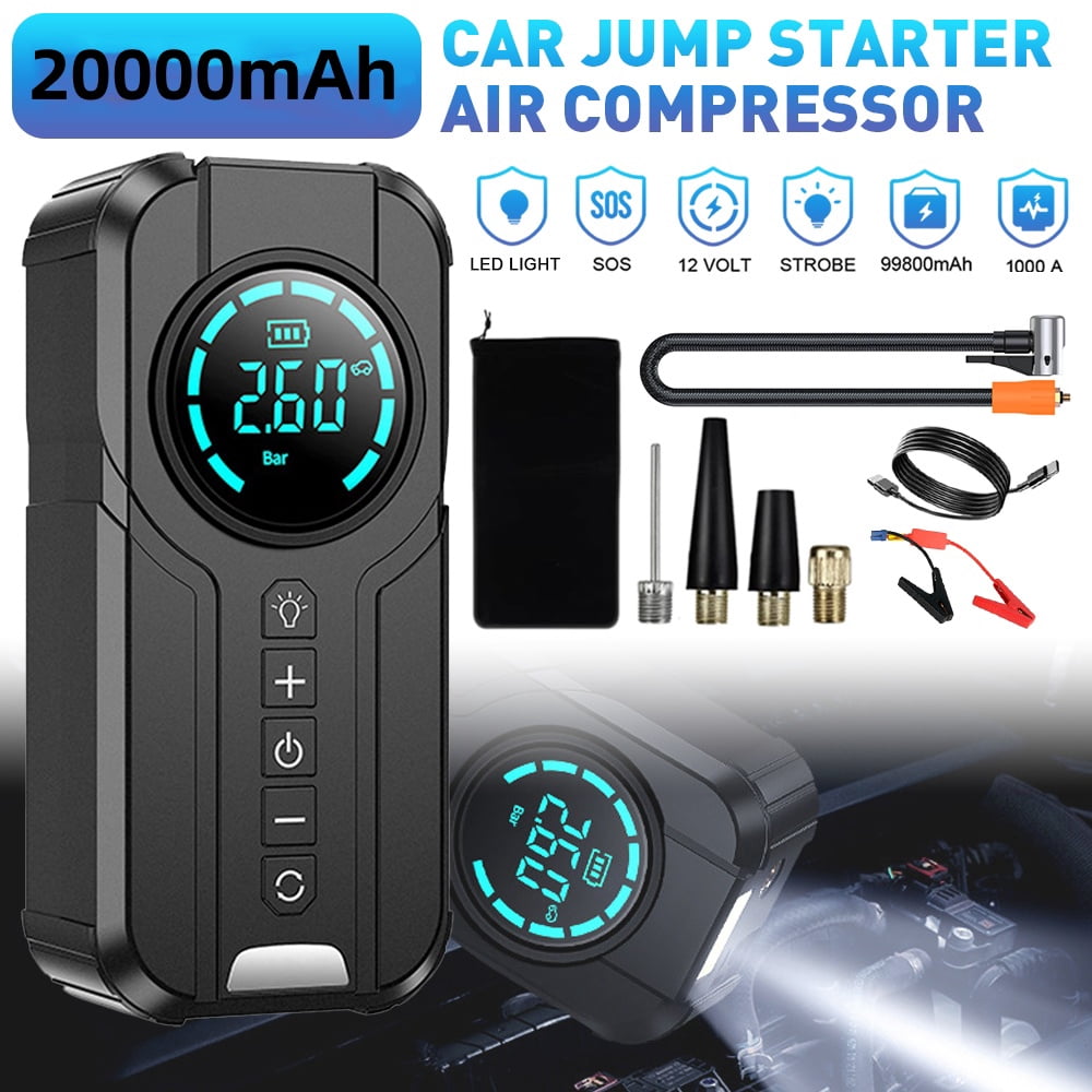 Jump Starter with Air Compressor, 1500A Portable Battery Booster(Up to ...