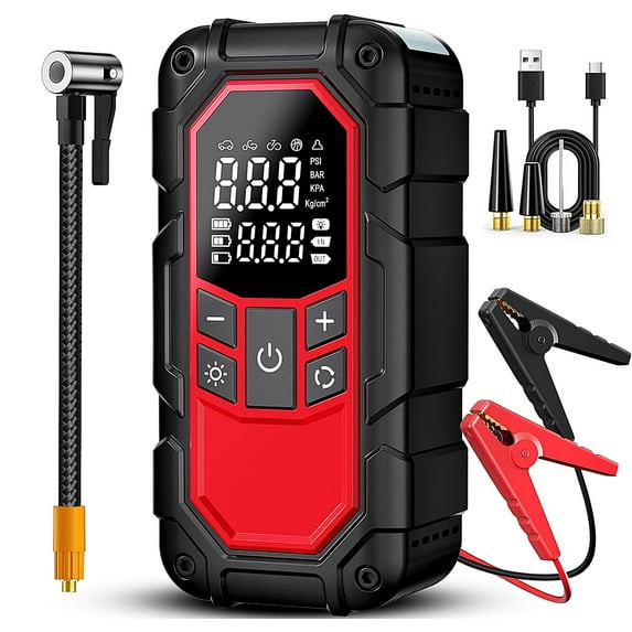 Jump Starter with Air Compressor,3000A car Battery Jump Starter (9.0 ...