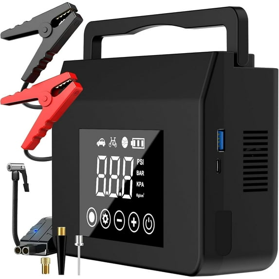 Jump Starter with Air Compressor, 4000A Car Battery Jump Starter(ALL ...