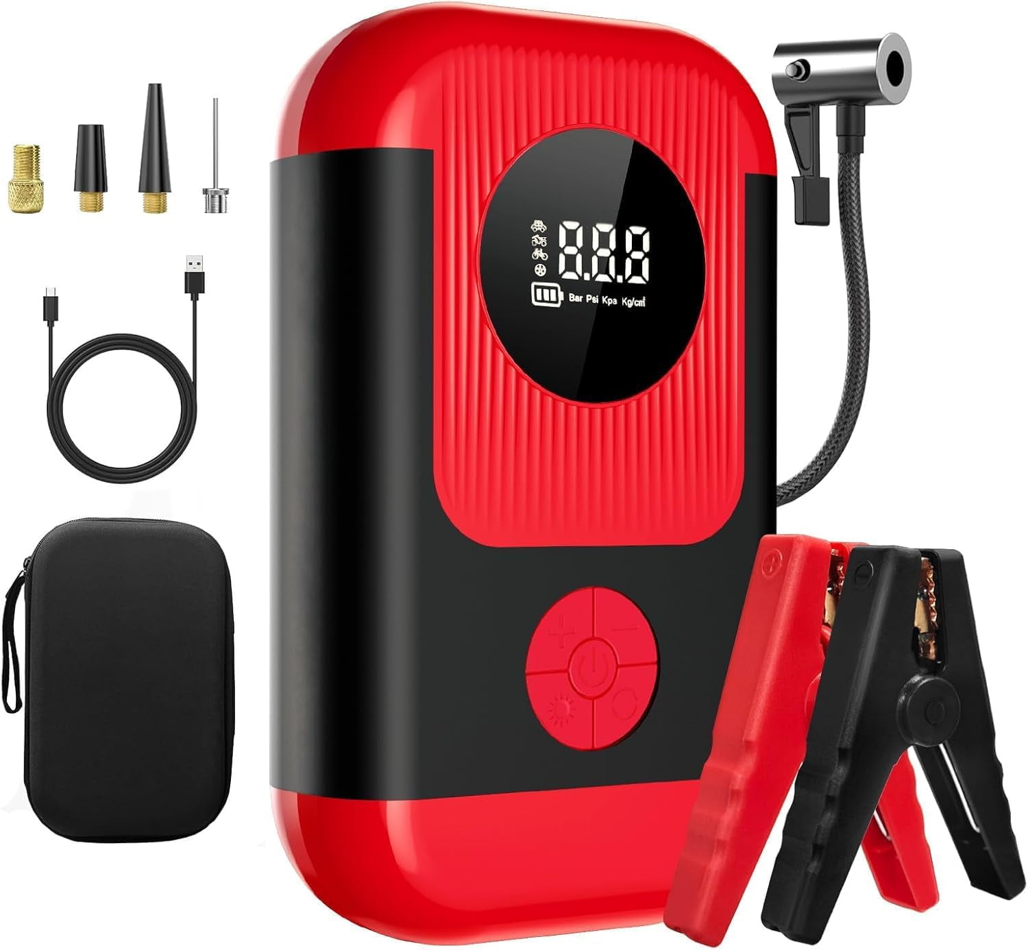 Jump Starter with Air Compressor,5000A Portable Car Battery Booster (10 ...