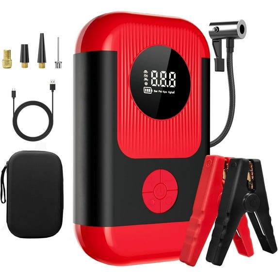 Jump Starter with Air Compressor,5000A Portable Car Battery Booster (10 ...