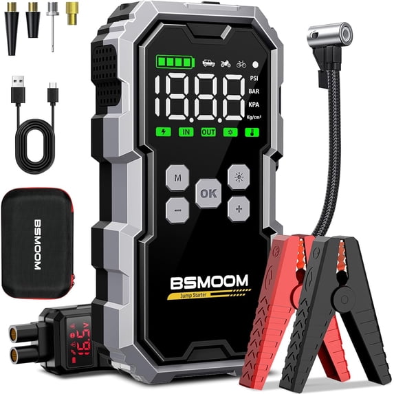Jump Starter with Air Compressor, 7000A 26800mAh 150PSI Portable Car ...