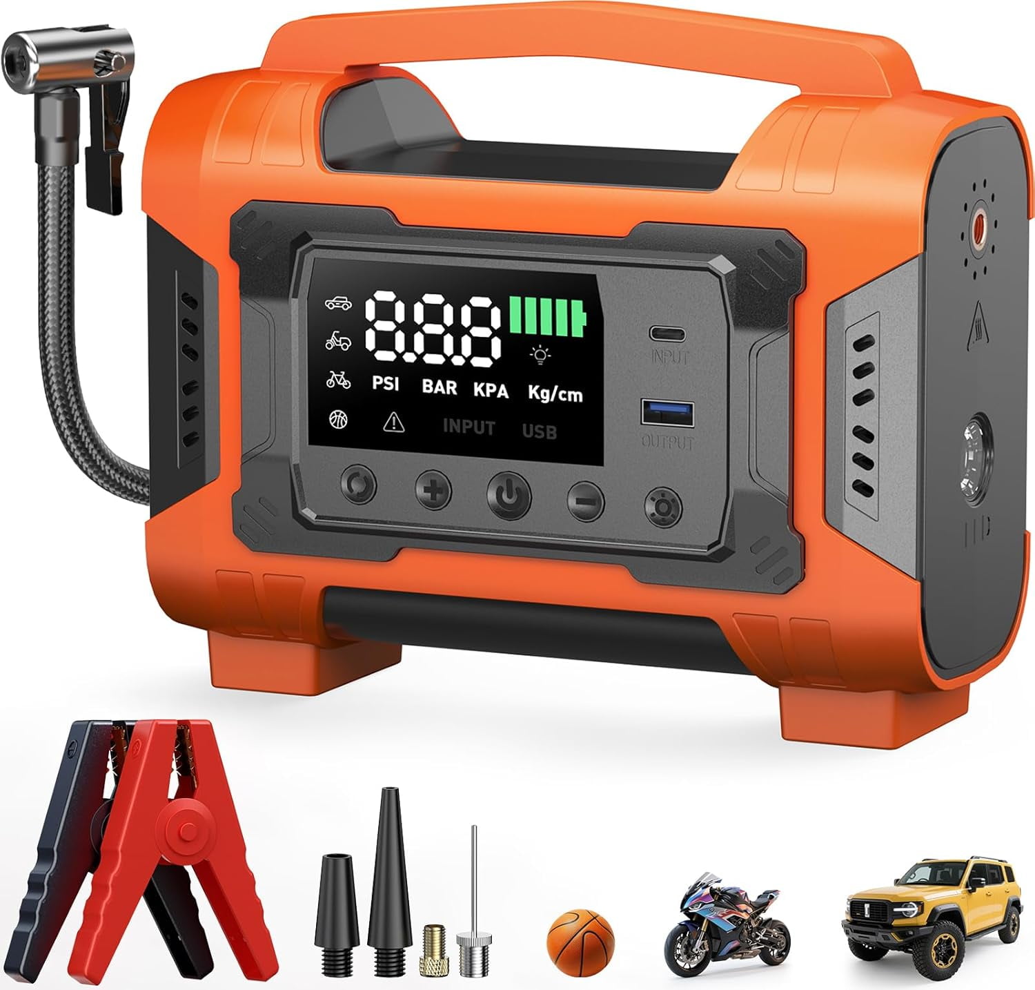 Jump Starter with Air Compressor, Car Battery Jump Starter 150PSI Tire ...