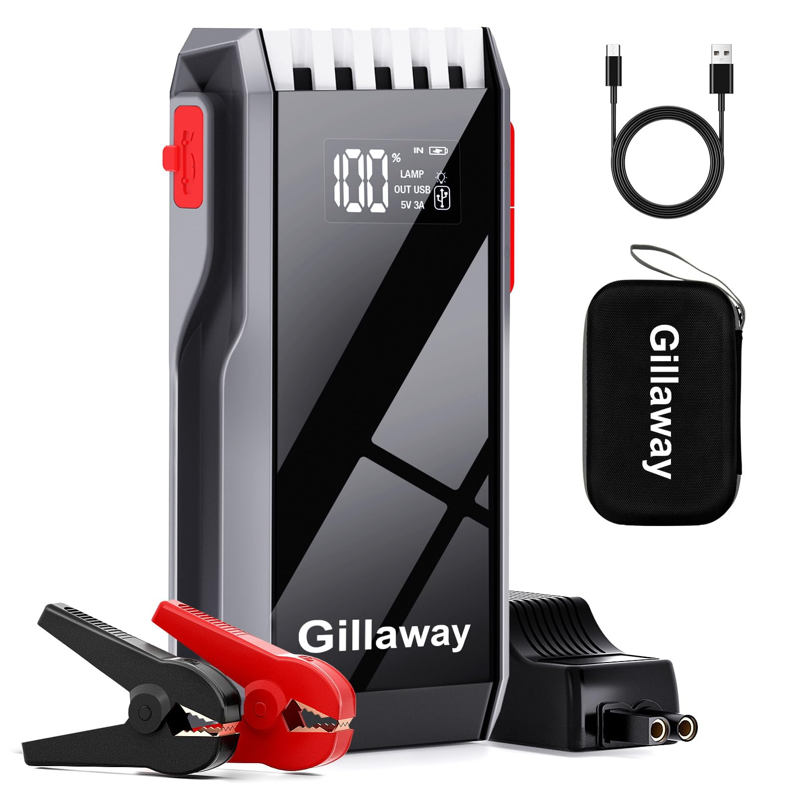 Jump Starter Battery Pack, 4500A Peak Car Battery Charger Jump Starter ...