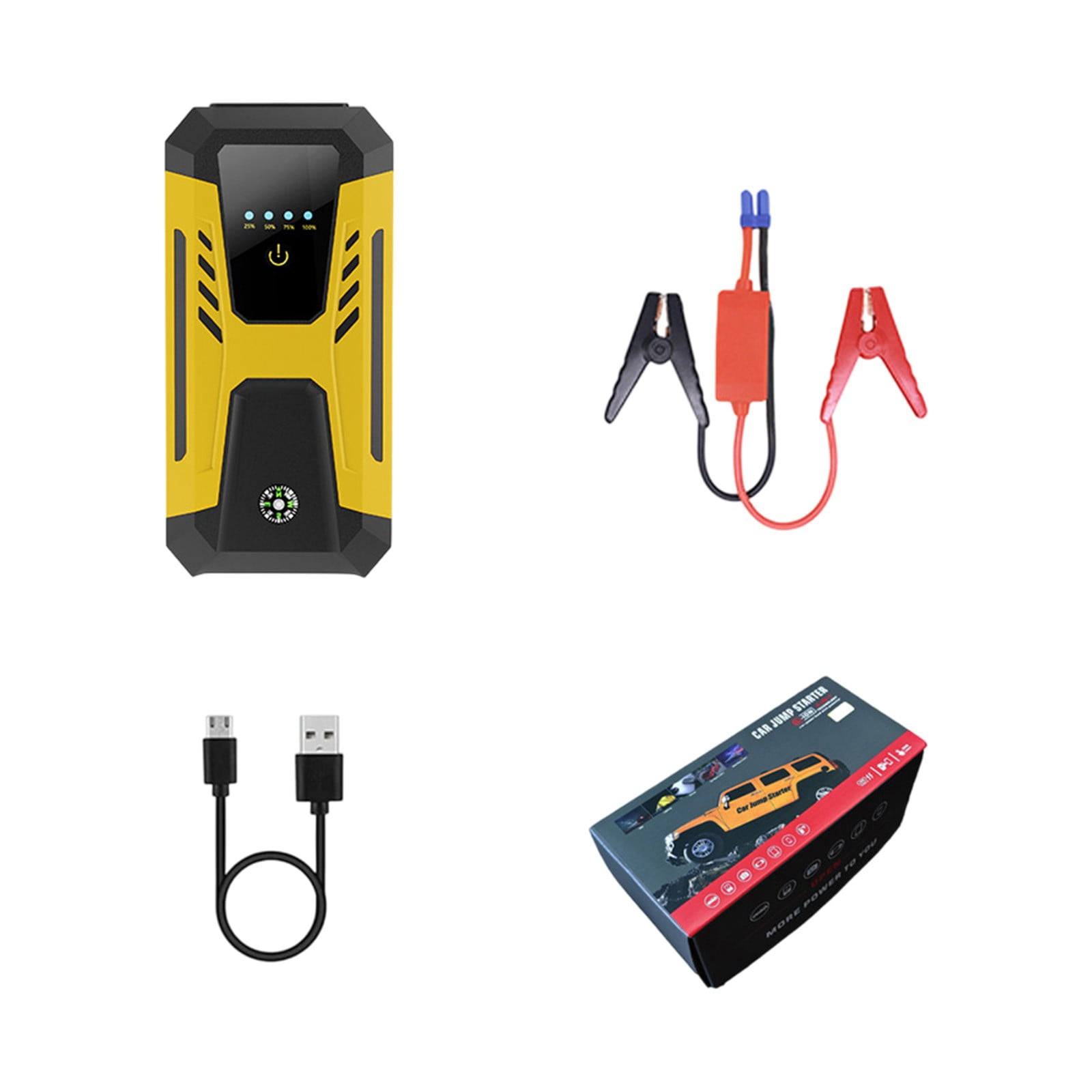 Jump Starter & Power Pack - Portable Battery Jumper, USB Fast Charging ...