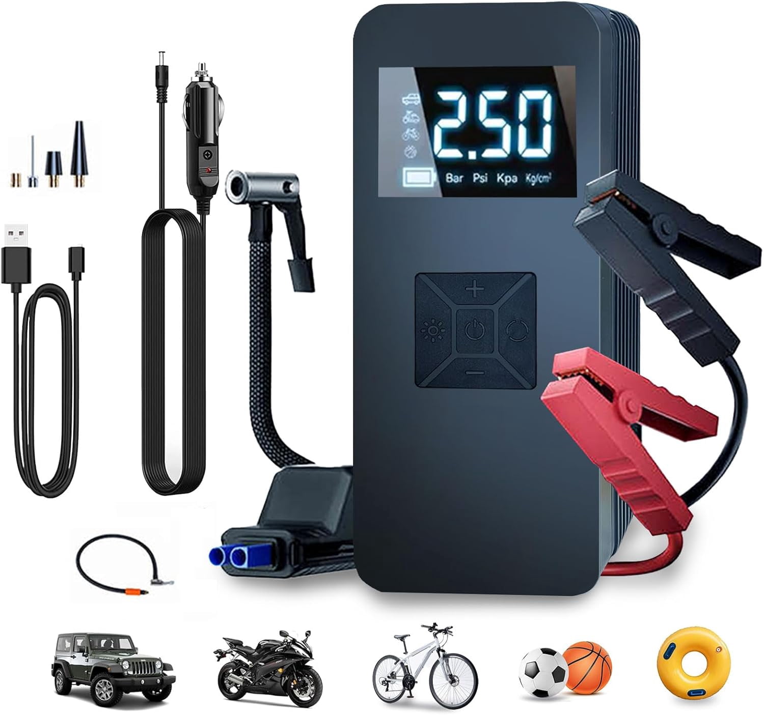 Jump Starter with Air Compressor,14.8V 8000A Portable Jump Starter Jump ...