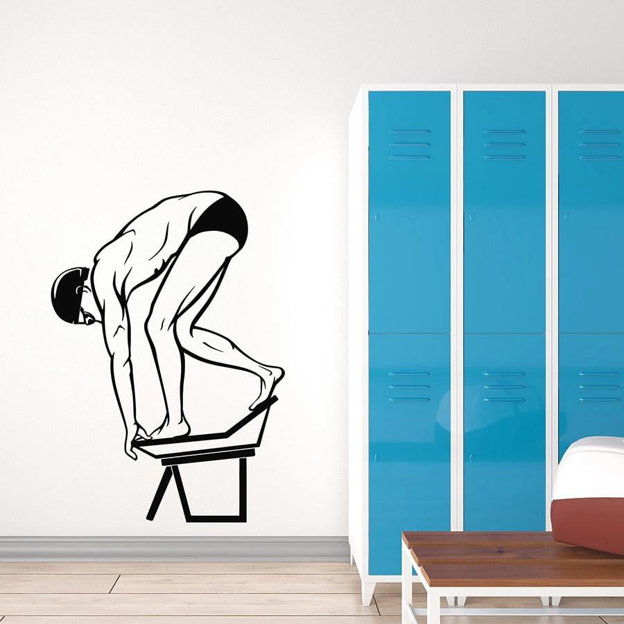 Jump Water Wall Decal Water Sport Swimmer Boy Swimming Pool Wall ...