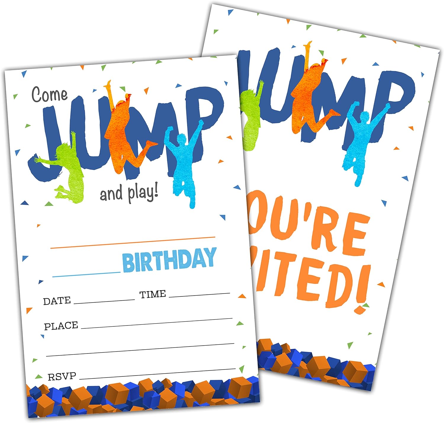 Jump Zone Trampoline Park Invitations - Big Air Double-Sided Cards ...