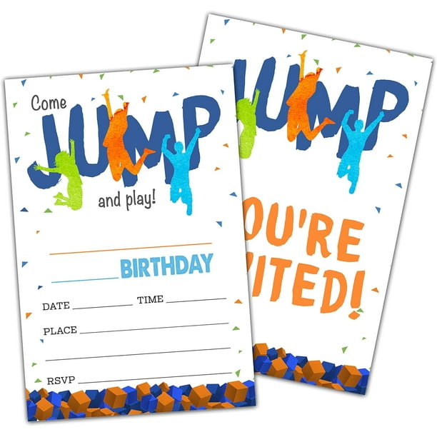 Jump Zone Trampoline Park Invitations - Big Air Double-Sided Cards ...