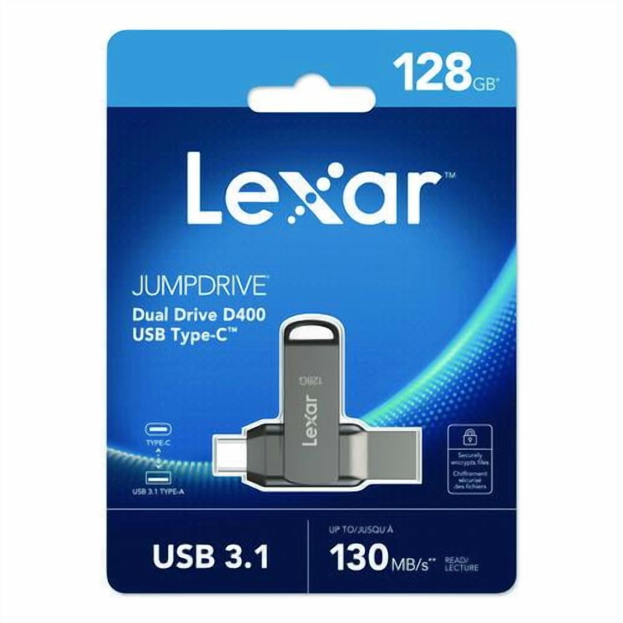 JumpDrive D400 USB 3.1 Flash Drive, 128 GB, Titanium | Bundle of 2 ...