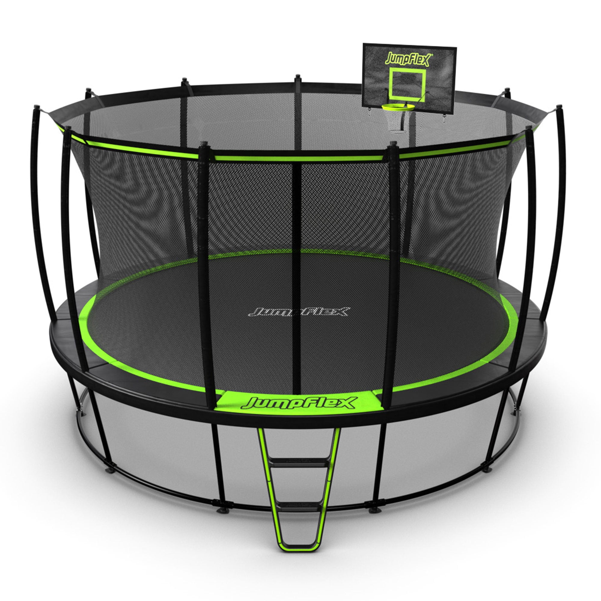 JumpFlex HERO 14' Trampoline with PROJAM Basketball Hoop and Net ...