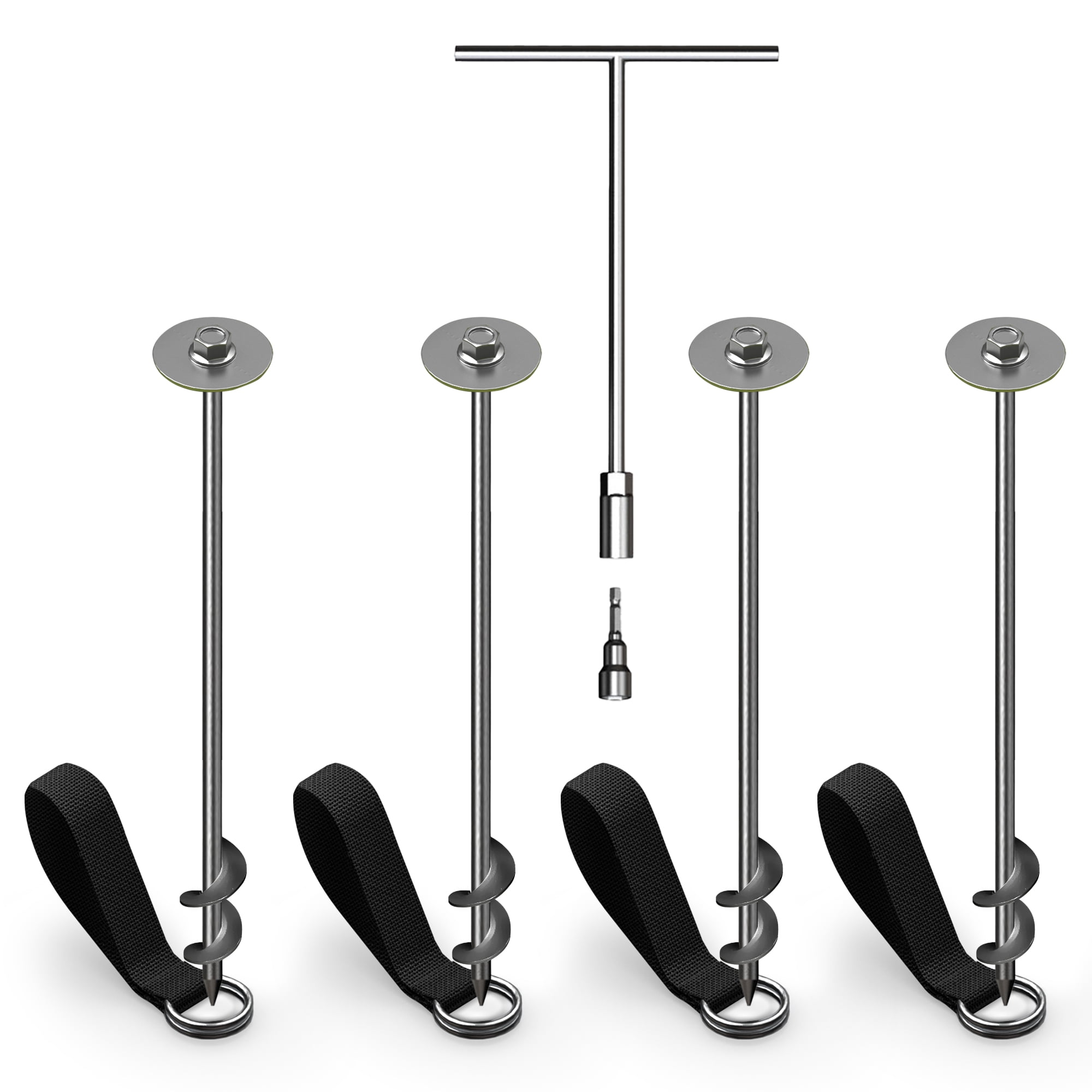 JumpFlex Trampoline Anchor Kit PRO, Heavy Duty Ground Anchoring Stake ...