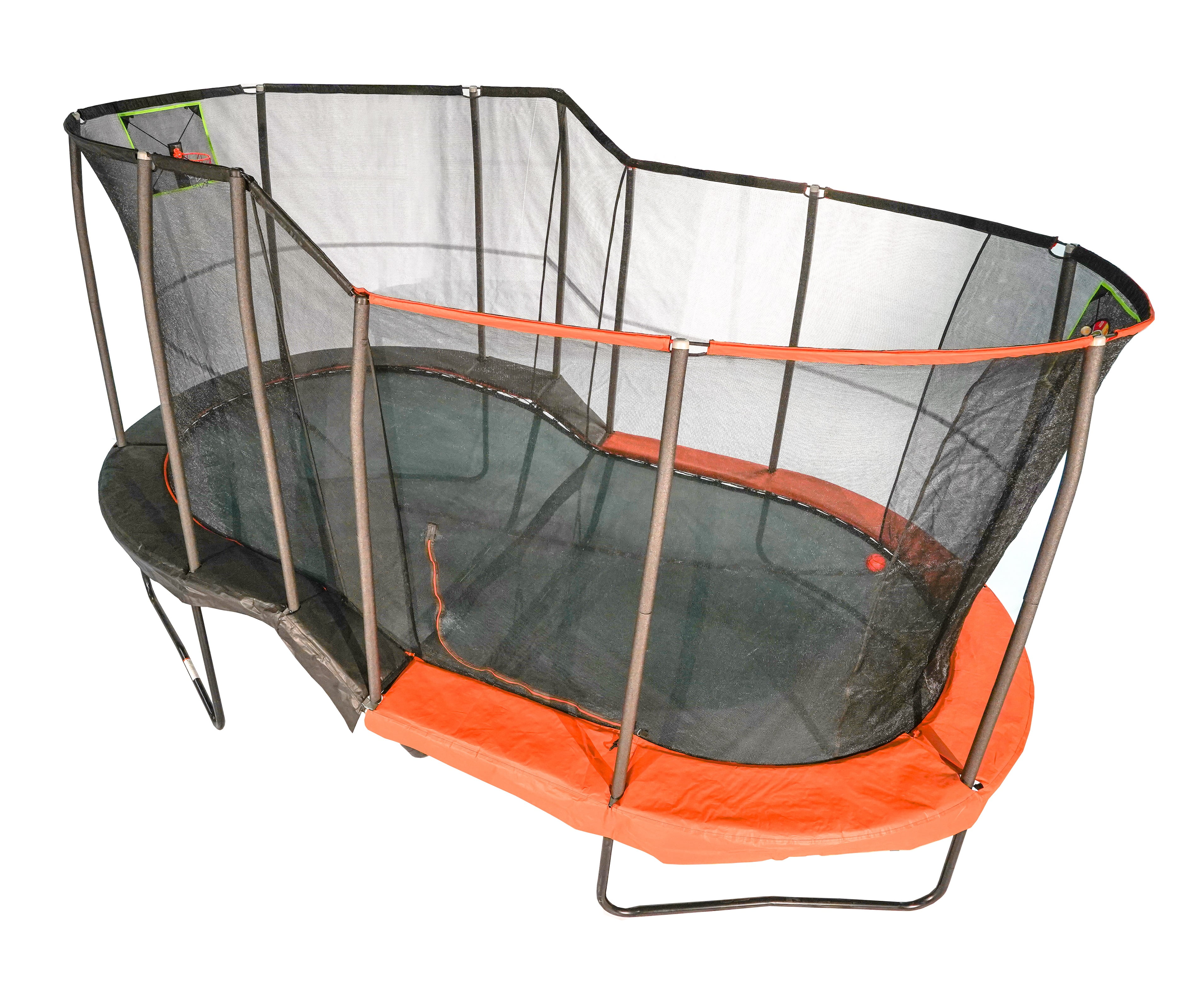 JumpKing 10’ x 17’ Oval Multi Level Heavy Duty Trampoline With Toss ...