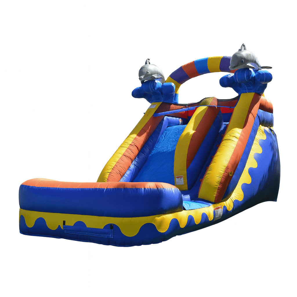 JumpOrange Dolphin Splash 14 Ft Commercial Grade Inflatable Water Slide ...