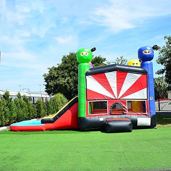JumpOrange Inflatable Ninja Bouncer with Water Slide and Blower for ...