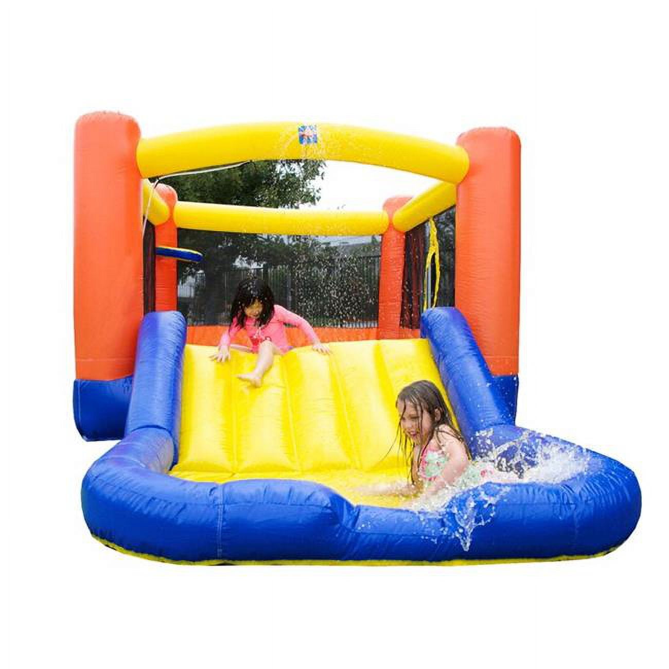 JumpOrange Bouncy Summer Water Jump Combo Bouncer with Slide, Pool and ...