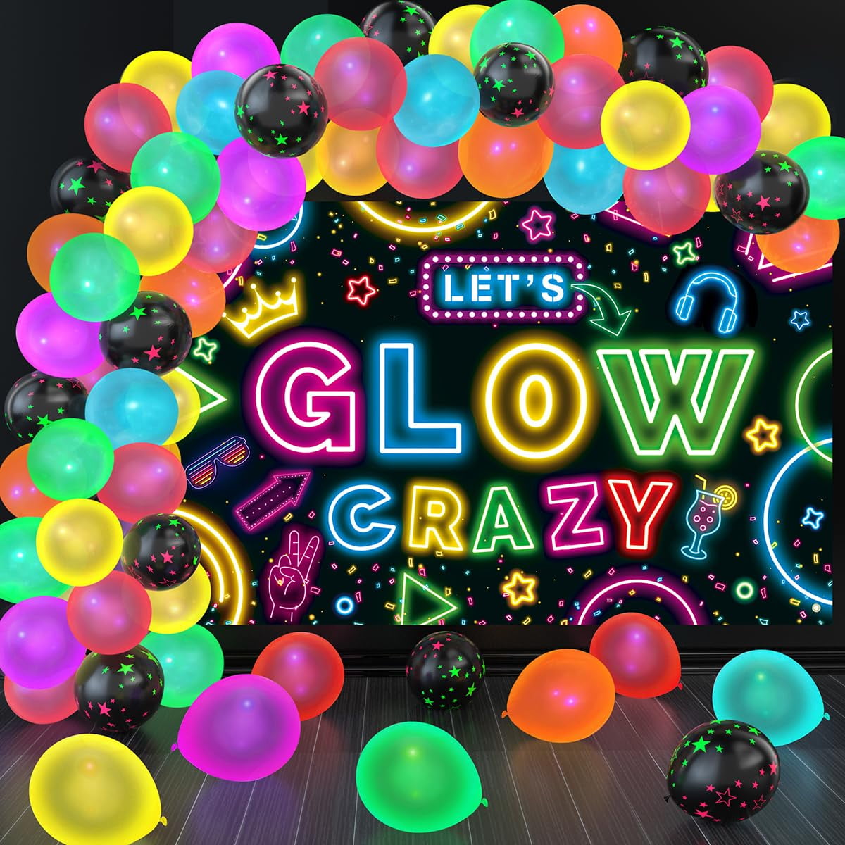 Jumpama Neon Glow Party RRF12 Decorations Glow in Dark Party Supplies ...