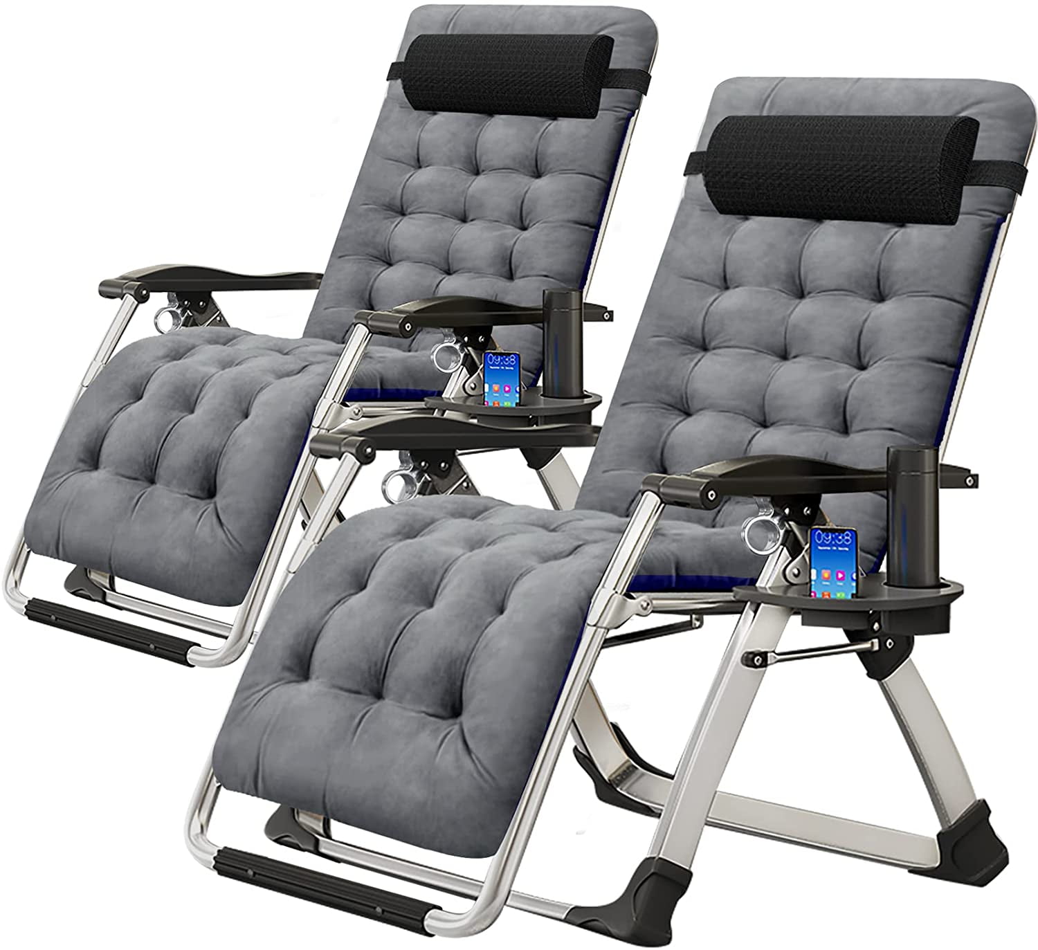 Jumpeak 2 Pack Zero Gravity Chair, Outdoor Lounge Chairs Sun Loungers with Removable Cushion ...