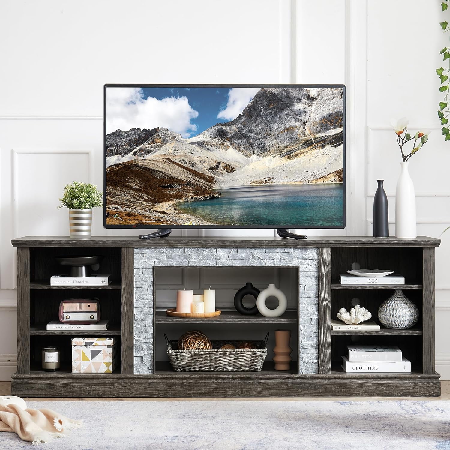 Jumpeak 70 Inch TV Stand for TVs up to 80 Inch, Entertainment Center ...