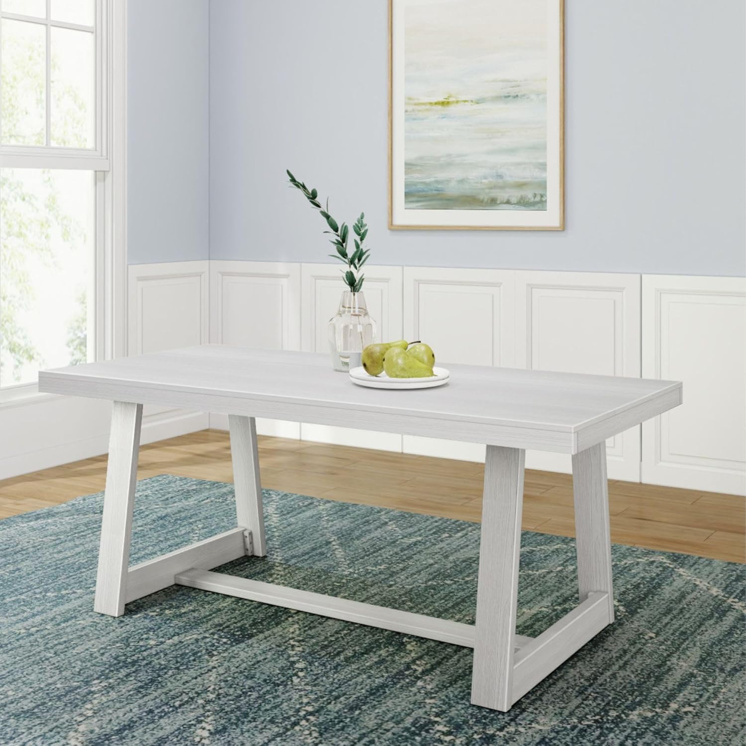 Jumpeak 72 Inch Farmhouse Dining Table, Solid Wood Rustic Kitchen Table ...