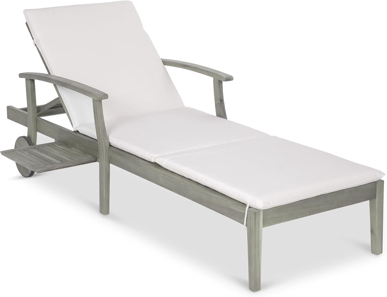 Jumpeak 79x26in Acacia Wood Chaise Lounge Chair Recliner, Outdoor ...