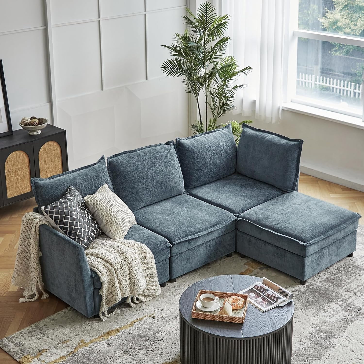 Jumpeak 97'' Modular Sectional Sofa, L Shaped Couch with Storage ...