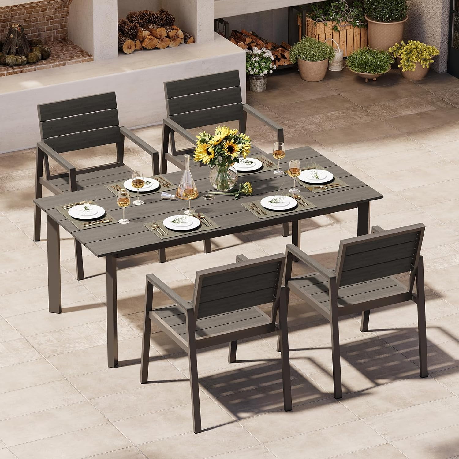 Jumpeak Aluminum Patio Dining Sets 5-Piece Outdoor Dining Sets with ...
