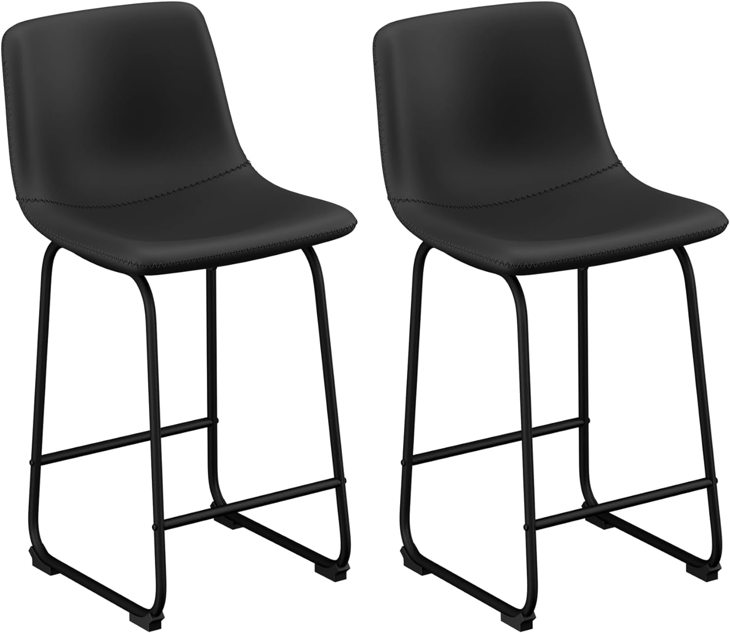 Jumpeak Bar Stools Set of 2, Modern Counter Height Bar Stools with Back ...