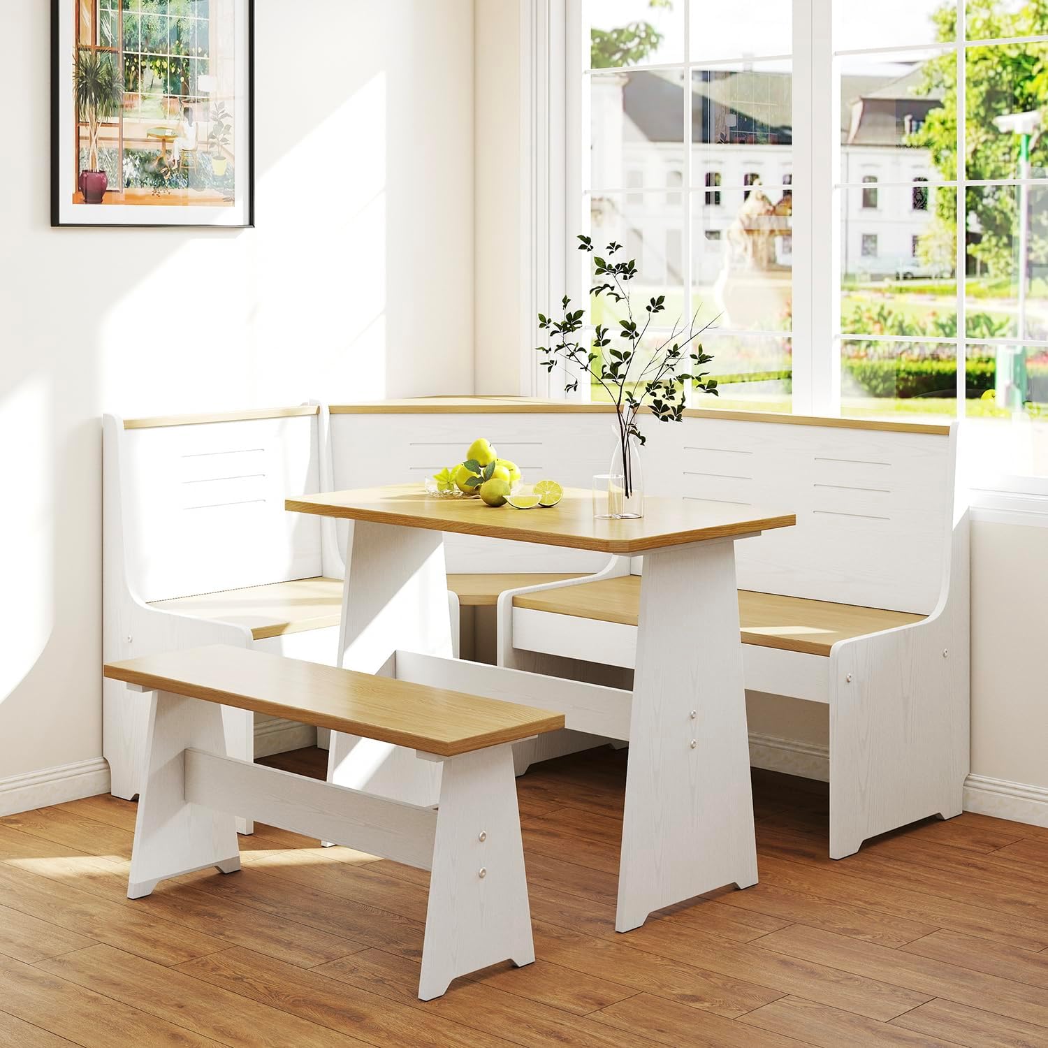 Jumpeak Breakfast Nook Corner Dining Table Kitchen Bench Chair Set ...