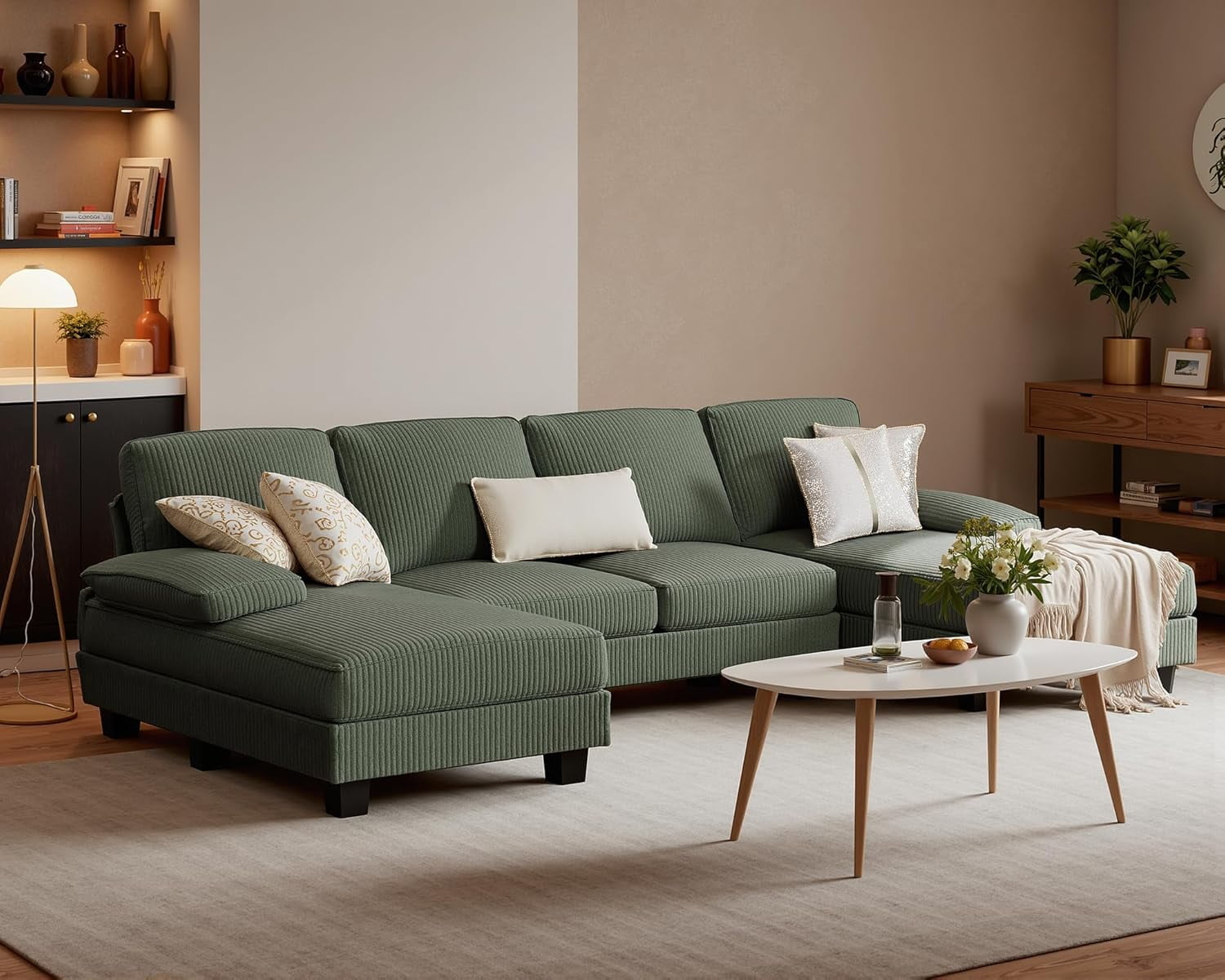 Jumpeak Convertible Sectional Sofa Couch, 4 Seat Sofa Set for Living ...