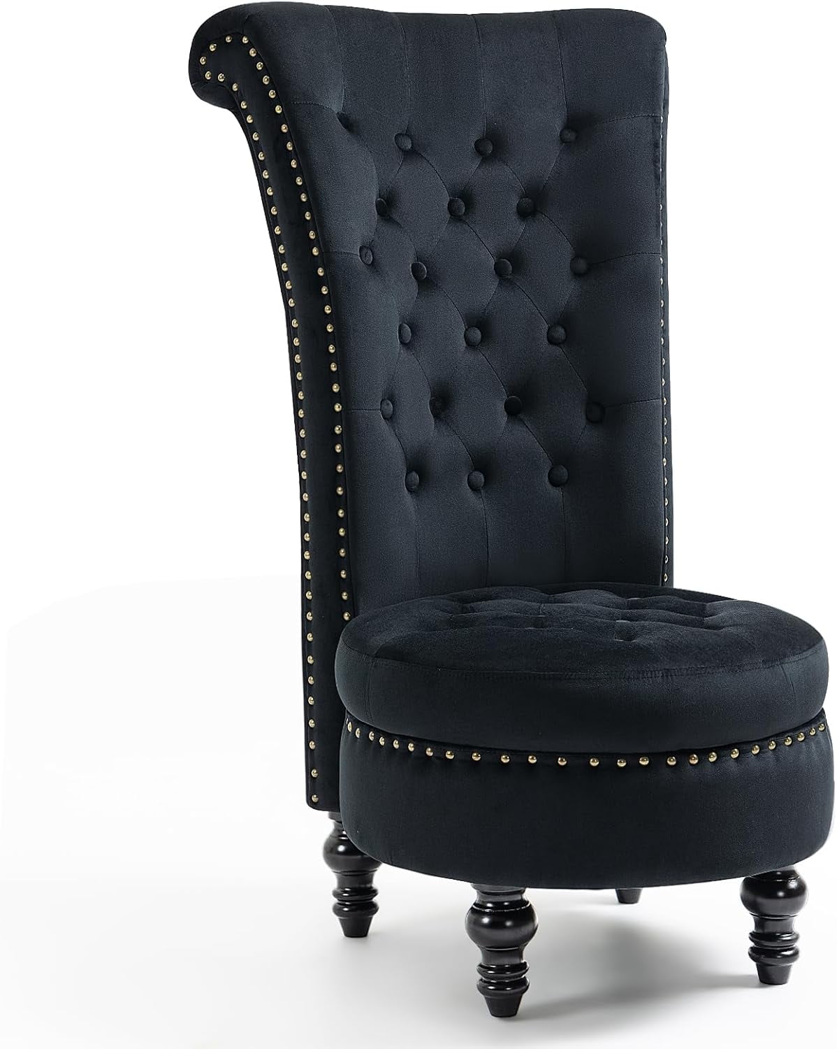 Jumpeak High Back Throne Chair, Velvet Armless Royal Accent Chair w ...