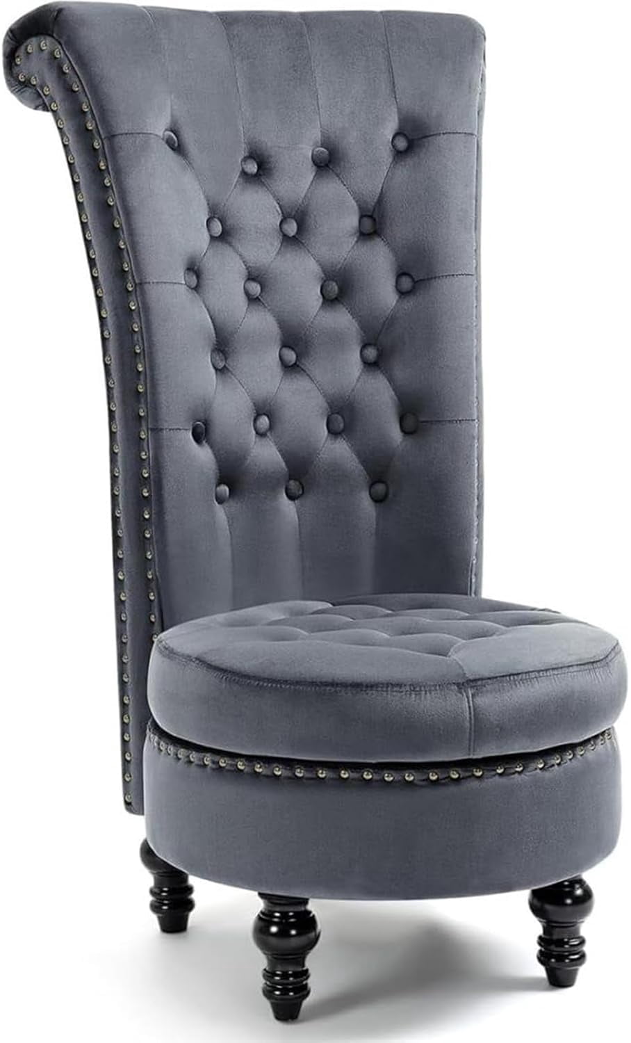 Jumpeak High Back Throne Chair, Velvet Royal Accent Chair, Button ...