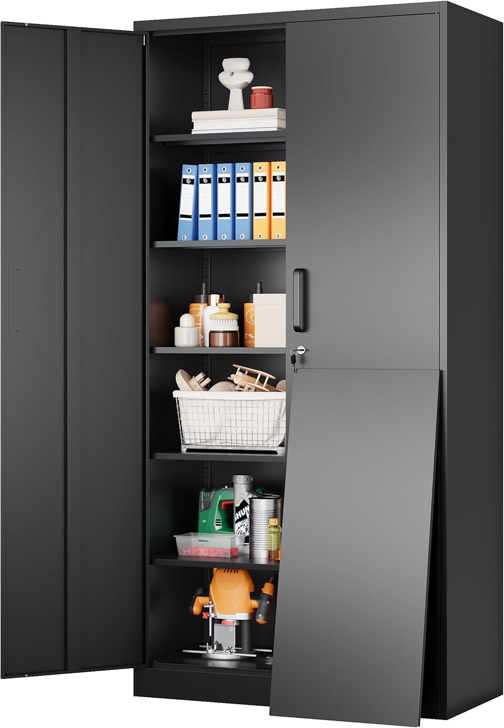 Jumpeak Metal Storage Cabinet with 2 Doors and 6 Shelves,72x36x18 Wide ...