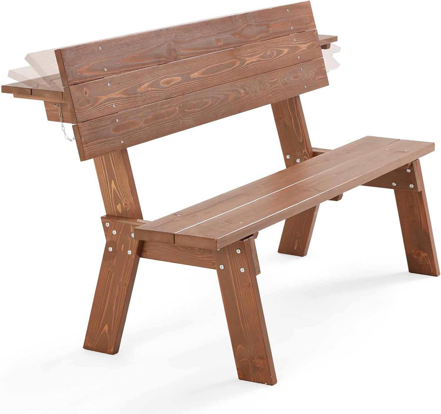 Jumpeak Outdoor Convertible Wood Bench with Backrest, Patio Wood ...