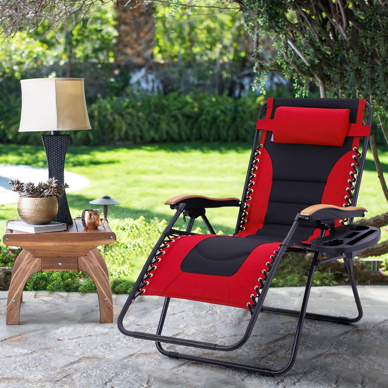 Jumpeak Oversized XXL Padded Zero Gravity Lawn Chair Foldable Recliner ...