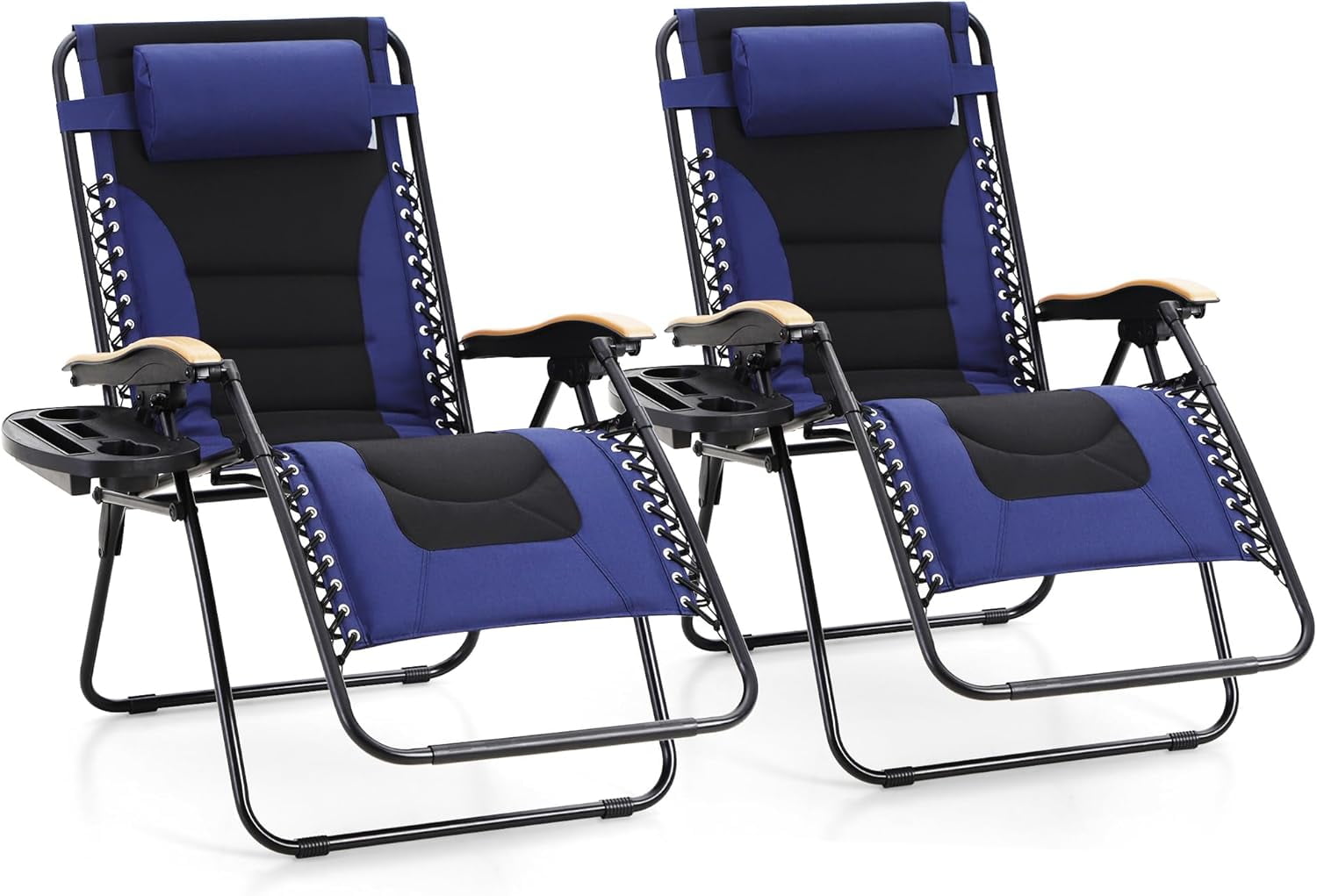 Jumpeak Oversized XXL Padded Zero Gravity Lawn Chairs Set of 2 Foldable Recliners 30" Wide Seat ...