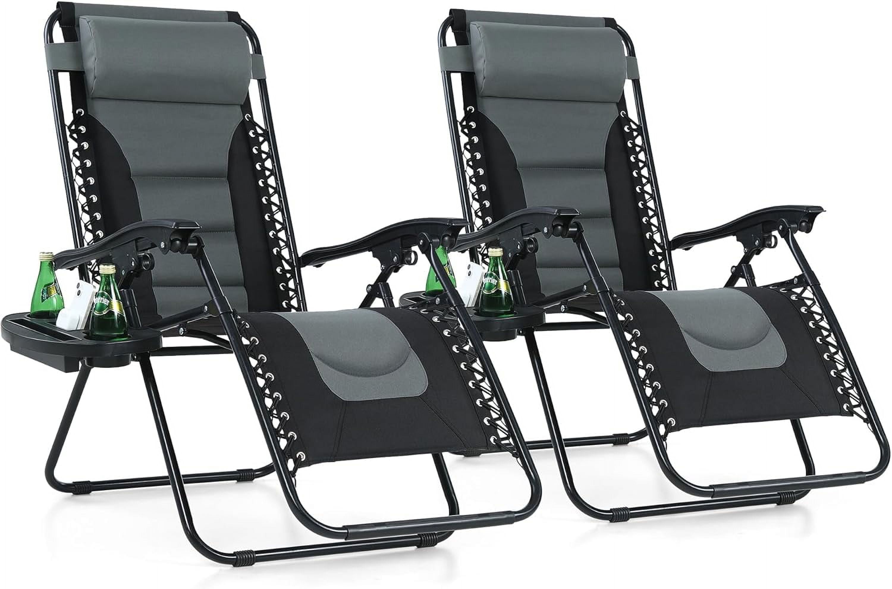 Jumpeak Padded Zero Gravity Lawn Chairs Set of 2 Foldable Recliner Anti ...