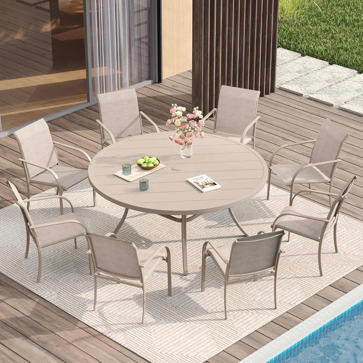 Jumpeak Patio Dining Set for 8, Outdoor Furniture Set Includes 53 ...
